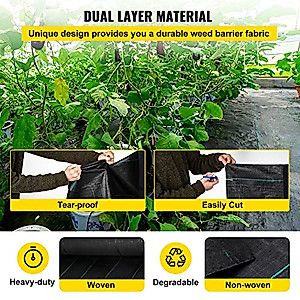 VEVOR Weed Barrier, 5.8oz Landscape Fabric, 4ft x 300ft Cover Mat Heavy Duty Woven Grass Control Geotextile for Garden, Patio, 4FT300FT-5.8OZ, Black