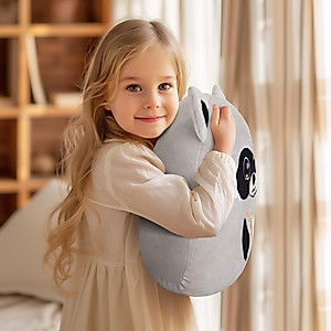 Glow Guards 12-Inch Raccoon Plush Pillow Cute Raccoon Stuffed Animal Soft Raccoon Plush Toy Holding Juice, Birthday Raccoon Gift for Boys Girls Kid