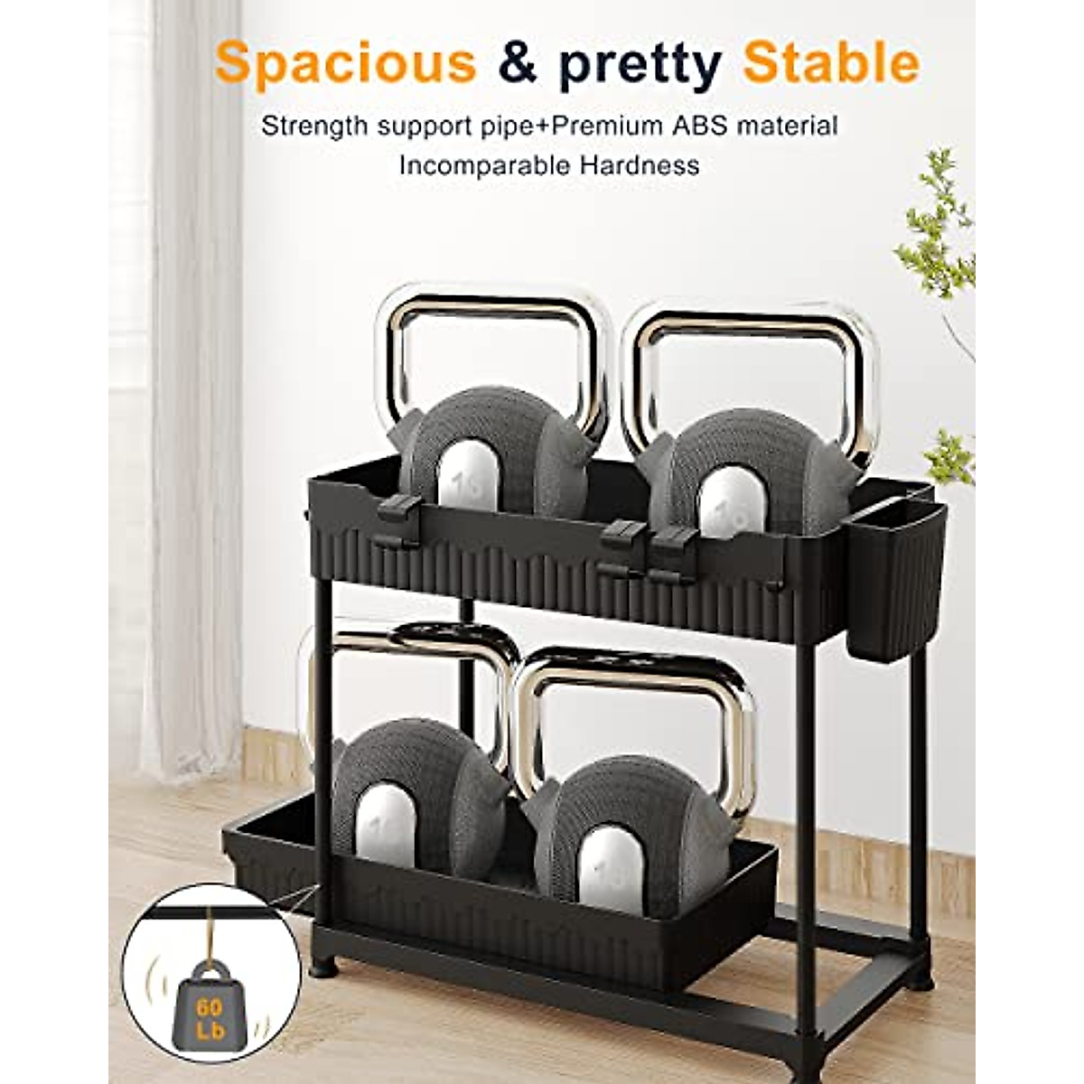 MHHA Under Sink Organizer, 2 Tier Sliding Bathroom Cabinet Organizer and Storage，Multi-purpose Under Kitchen Sink Oragnizers and Storage,1 Pack (Black)