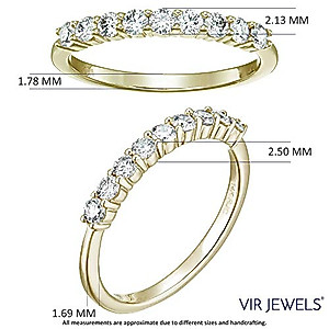 VIR JEWELS 1/2 carat (ctw) Diamond Wedding Anniversary Band for Women, Round Diamond Engagement Ring 14K Yellow Gold 9 Stones Prong Set 0.50 cttw, Size 4.5