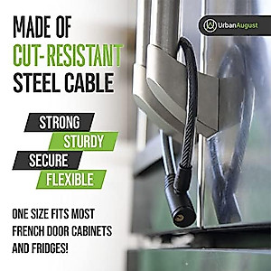 Urban August Original Fridge Lock: Multi - Functional Cable Keyed Lock, for French-Door Refrigerators and Cabinets (Small White, 6 Pack Keyed Alike)