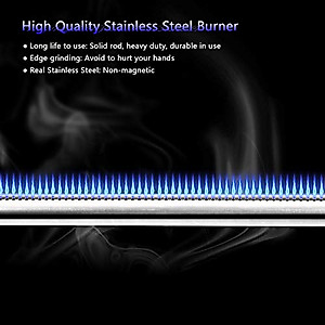 Uniflasy 60040 17 Inch Grill Burner Tube for Weber Q100 Q120 Q1000 Q1200 304 Stainless Steel Baby Q 386001 386002 516002, 516001, 50060001, 51060001 Gas Grills, Replacement Part Weber 69957/45657