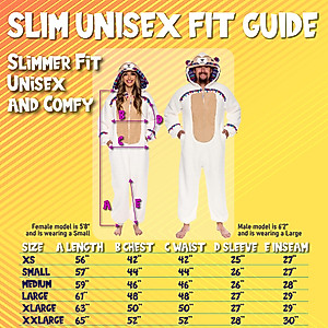 Funziez! Slim Fit Sherpa Adult Onesie - Animal Halloween Costume - Plush One Piece Cosplay Suit for Women and Men