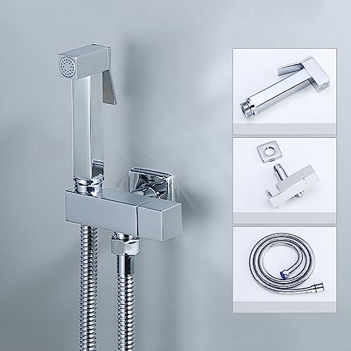 ifgswopq Bidet Sprayer Kit for Toilet,Bidet Sprayer for Toilet from Shower,Bidet Sprayer with Hose,Copper Toilet Spray Companion Set,Chrome (Chrome)