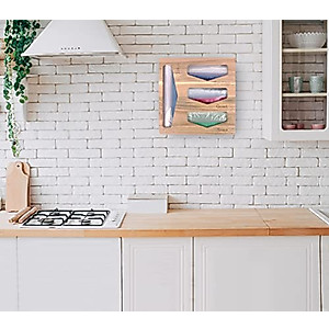 Retrieved Tools Ziplock Bag Storage Organizer - Acacia Wood Food Bags Container for Kitchen Drawer - Compatible with ziplock Brands. Baggie Dispenser - Holder for Gallon, Quart, Sandwich and Snack