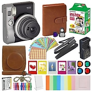 Fujifilm Instax Mini 90 Neo Classic Instant Film Camera Black with 20 Instant Film Accessory Bundle