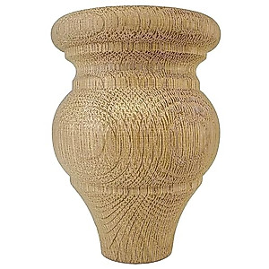 Highland Manor Wood Products Crenshaw Bun Foot - 4 1/2" Tall x 3 3/8" Wide (Red Oak) (Set of 4)