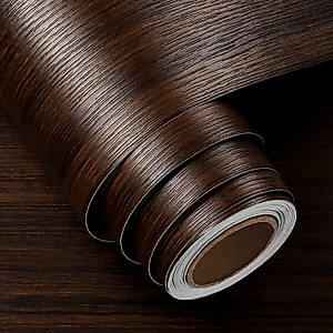 FunStick Brown Walnut Wood Contact Paper for Cabinets Countertops Waterproof Wood Wallpaper Peel and Stick Rustic Wood Grain Contact Paper Self Adhesive Removable Wood Paper for Desk Thick 15.8"x78.8"