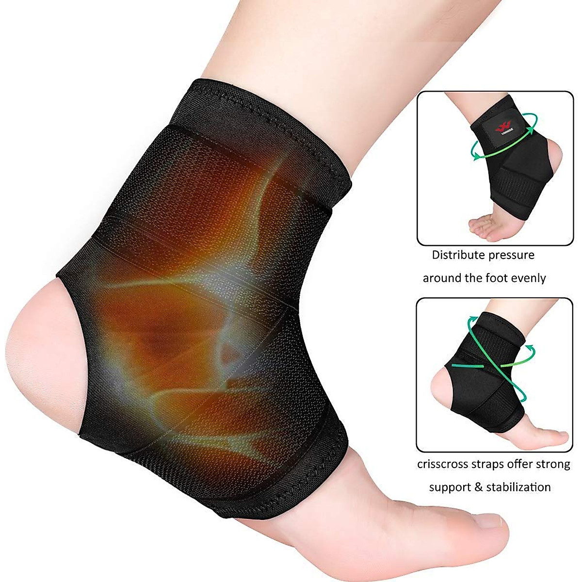 Vinaco 2 Pack Breathable & Strong Ankle Brace for Sprained Ankle, Stabilize Ligaments, Prevent Re-Injury for men & women with Adjustable Wrap, ankle support for men