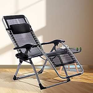 BIGTREE Heavy Duty Zero Gravity Chair w/Headrest Pillow Folding Recliners,Portable Adjustable Lawn Patio Lounge Chair with Side Table and Cup Holders for Outdoor Garden Patio Seat