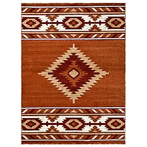 YHSF South West Native American Area Rug - Easy Clean, Thick, Soft, Durable Native Tribal American Indian Inspired Rug for Bedroom/Living Room/Hallways and More - Rust, 5 Feet x 7 Feet
