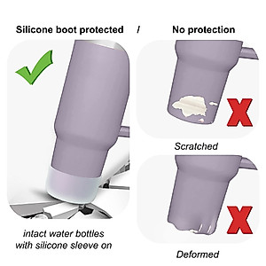 MetaProDAO 2Pcs Silicone Boot for Stanley 40 oz Quencher Tumbler with Handle & Stanley IceFlow 20oz 30oz, Protective Water Bottle Bottom Sleeve Cover, Stanley Cup Accessories (white)