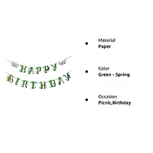 SUNBEAUTY Spring Happy Birthday Banner Green Spring Butterfly Flowers Banner Summer Spring Butterfly Birthday Party Decorations | Pre-Strung