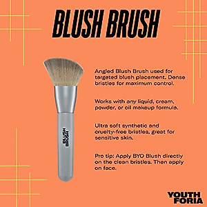 Youthforia Blush Brush, Soft Angled Makeup Brush For Blending Powder, Cream, & Liquid Formulas, Creates A Flawless Finish, Vegan & Cruelty-Free