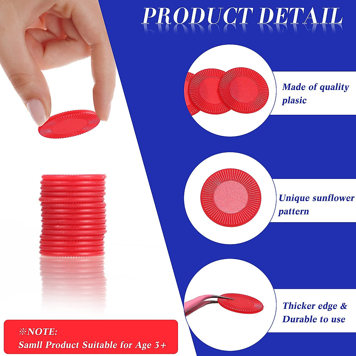 Skylety 400 Pieces Plastic Poker Chips Game Chips 4 Colors Counter Card for Kids Game Playing Learning Math Counting Bingo Game Blank Chips Card for Kids Reward, 0.86 Inch (Red, Blue, Green, Yellow)