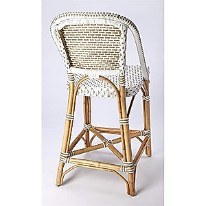 Beaumont Lane Island Living Rattan Counter Stool in White and Tan