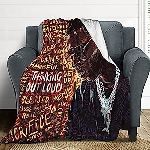 3D DIY American Rapper Young Music Dolph Throw Blanket,Flannel Plush Blanket for Winter Season Couch Bed Sofa Living Room,Anti-Static Air Conditioning Blanket 30"x40"