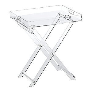 Designstyles Acrylic Folding Tray Table – Modern Chic Accent Desk - Kitchen and Bar Serving Table - Elegant Clear Design