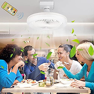 Fan Light, Ceiling Fans with Lights and Remote Ceiling Fan with Lights, Enclosed Low Profile Fan Light, Ceiling Light Hidden Electric Fan Delier with Remote Control Modern Ceiling Fan with Light