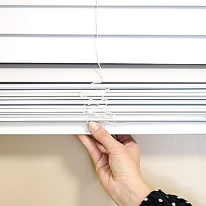 2-inch Flat Slat Faux Wood Cordless Room Darkening Blind for Windows - Starting at $18.97 - (Over 1,000 Custom Sizes), White - 18" W x 48" H