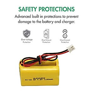 GLESOURCE (2 Pack)4.8v 1100mAh Compatible for MAG93NC487 BL93NC487 Lithonia ELB B006 Lithonia ELBB006 ELBCS06 ELB-CS06 Emergency/Exit Light Sign