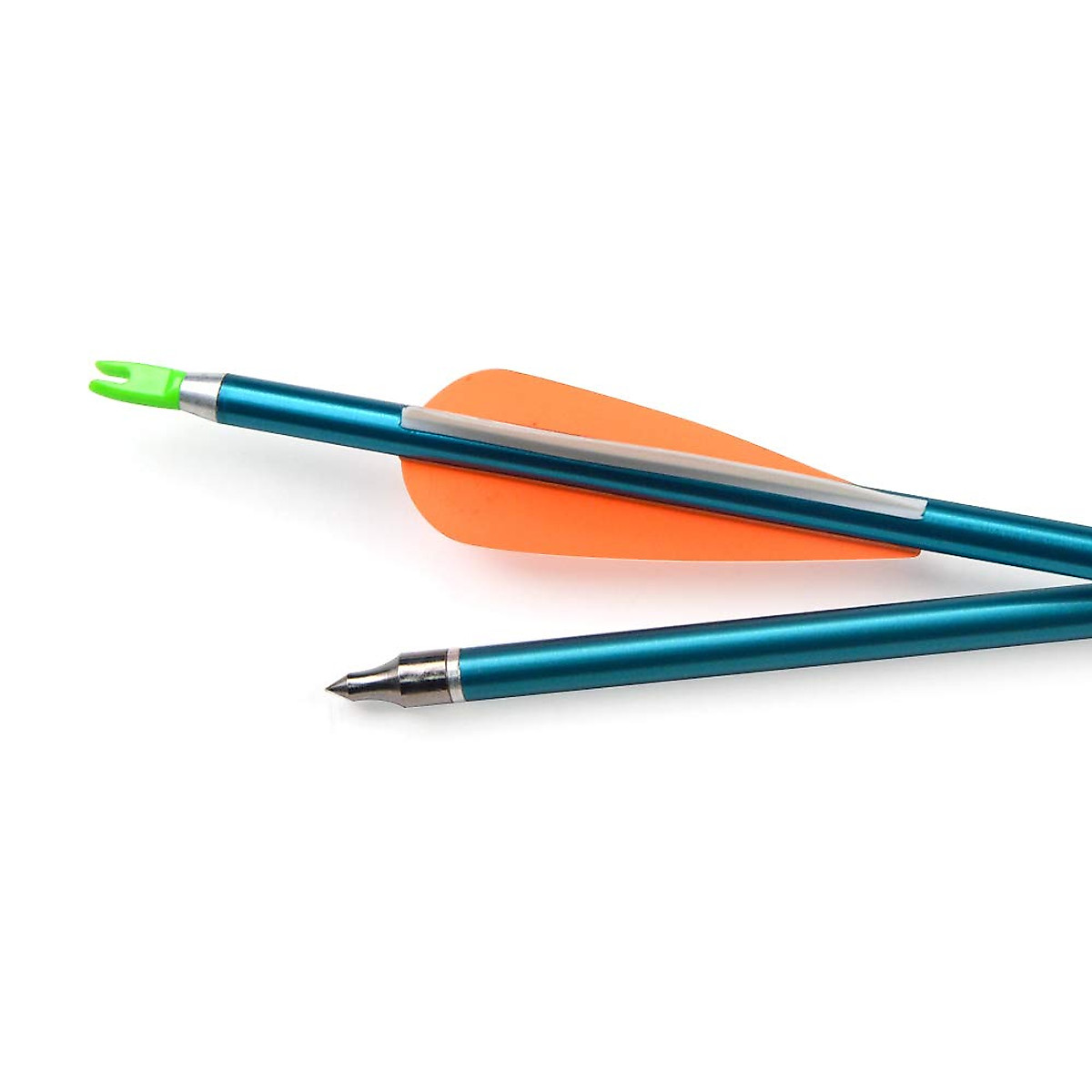 SHARROW 30Inch Archery Aluminum Arrows Target Practice Hunting Arrows Spine 500 with Removable Tips for Compound & Recurve Bow (12 pcs Blue Shaft)