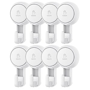 QuanRise Suction Hooks Powerful Vacuum Suction Cup Hooks- Heavy Duty for Shower, Waterproof Suction Hanger for Bathroom Kitchen Towel, Wall Hooks, Kitchen Tools Removable and Reusable (8 Pack)