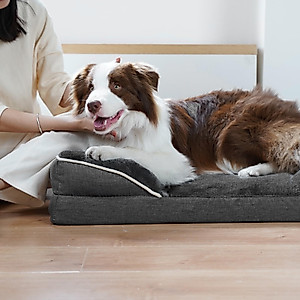 DogBaby Dog Beds for Large Dogs, Washable Large Dog Bed, Dog Couch Bed for Comfortable Sleep, Orthopedic Egg Foam Bolster Dog Bed with Removable Washable Cover and Nonskid Bottom Couch, Pet Bed