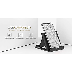 MoKo Phone/Tablet Stand, Foldable Desktop Holder Fit with iPhone 16/Pro/Pro Max/Plus, iPhone 15/Pro/Pro Max/Plus, iPhone 14/Pro/Pro Max/Plus, iPhone 13/Pro/Pro Max/Plus, Steam Deck, Black (Large)