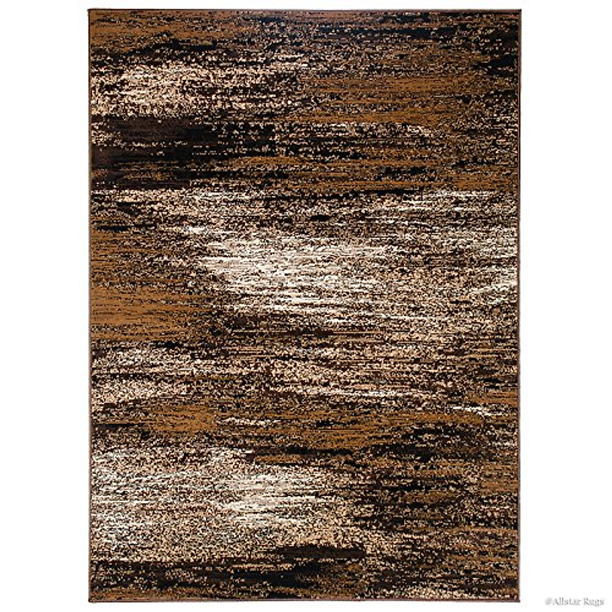 Allstar 5x7 Chocolate Modern and Contemporary Rectangular Accent Rug with Mocha and Ivory Abstract Brush Streak Design (4' 11" X 6' 11")