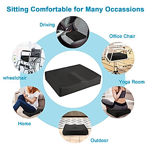ZAUXO Memory Foam Seat Cushion: Office Chair Cushion, Seat Cushion for Tailbone, Sciatica, Lower Back Pain Relief Butt Pillow for Car, Office Chair, Wheelchair, Extra Large