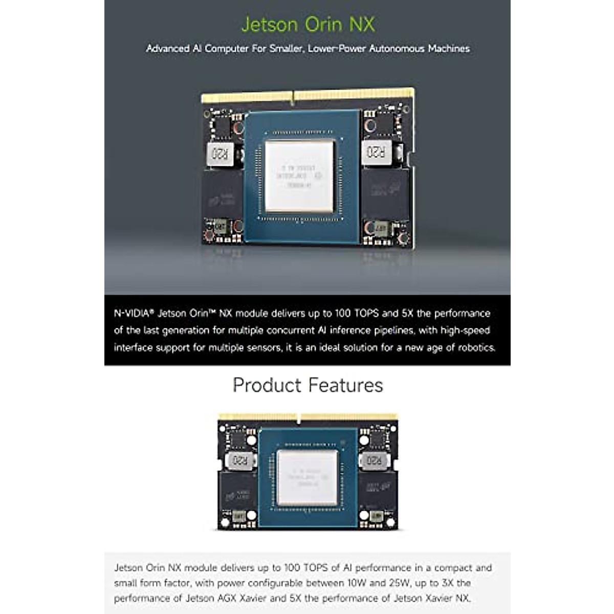 Waveshare Jetson Orin NX AI Development Module, System-On-Module, Nano Size