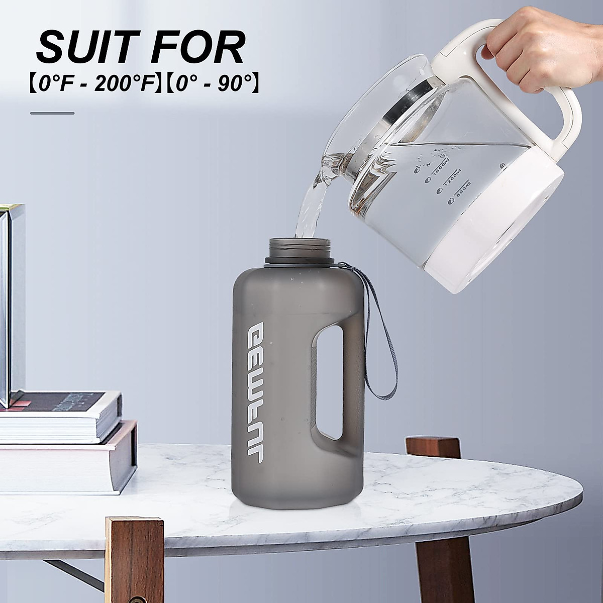 GEMFUL Large Water Bottle with Handle 74oz BPA Free for Sports