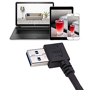 SMAYS Right Angle USB 3.0 to Micro B Cord for Toshiba External Hard Drive Disk - Power Charge and Data Cable