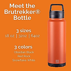 BruTrekker Bottle - Insulated Stainless Steel Tumbler Mug Keeps Drinks Hot or Cold - 2 Piece Drink and Pour Lid - Reusable Coffee Water or Beer Growler (18 fl.oz, Obsidian Black)