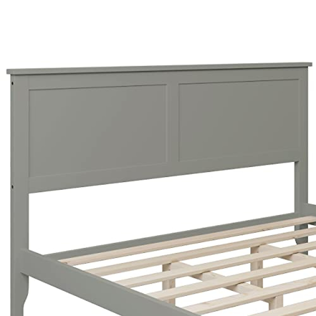 LZ LEISURE ZONE Modern Style Solid Wood Queen Size Platform Bed with Headboard/Footboard/Wood Bed Frame and Solid Wood Center Support Legs, No Box Spring Needed (Grey)