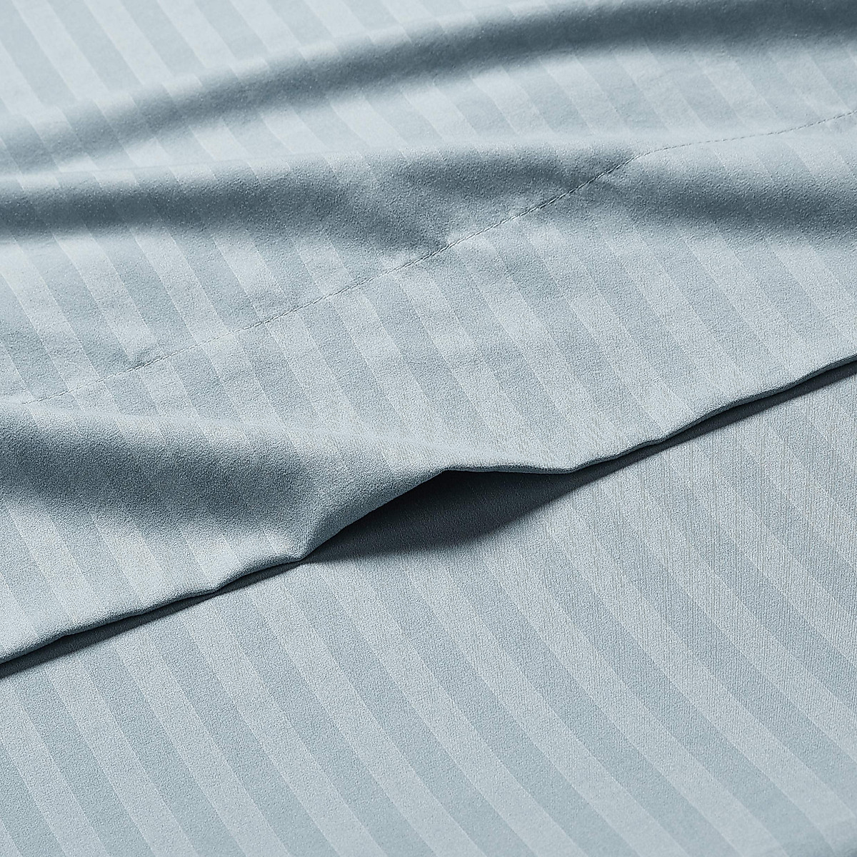 Amazon Basics Deluxe Microfiber Striped Sheet Set, Spa Blue,4 pieces, Queen