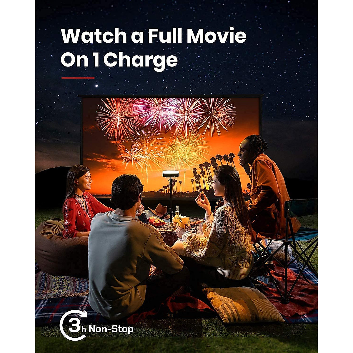 Anker Nebula Solar Portable 1080p Projector with Anker Nebula Projector Lightweight and Adjustable 3-ft Floor Stand