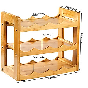 Sushineibor Bamboo Water Bottle Holder Stand Bin, Water Bottle Storage Rack, 3-Tier Water Bottle Organizer for Office Home Su-bottle-rack bottlerack