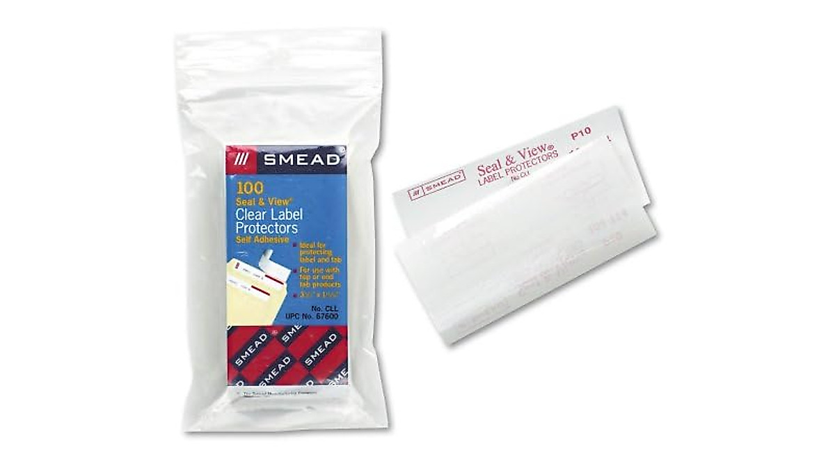 Seal and View File Folder Label Protectors - 100 Pack