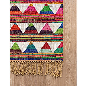 Unique Loom Chindi Trellis Collection Modern, Geometric, Bright Colors, Southwestern Area Rug (9' 0 x 12' 0 Rectangular, Multi/Ivory)