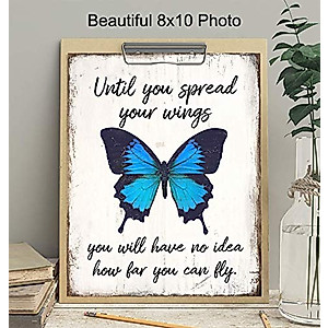 Inspirational Butterfly Wall Art Picture - Boho Positive Quote Home Decor - Encouragement Gift for Women, Girls, Teens - Motivational Self Confidence Decorations for Bedroom, Office, Living Room -8x10