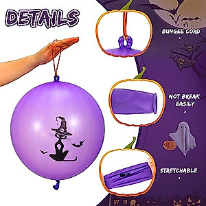 Leyndo 120 Pcs Halloween Punch Balloons 18'' Latex Round Punch Balls with Rubber Bands Attached Pumpkin Punch Game Trick or Treat Toys for Halloween Treats Party Supplies Decoration Goodie Bag Filler