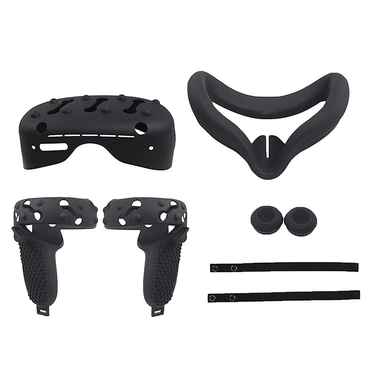 BWWNBY Protective Gaming Controller Grip Cover Facial Cushion Set for Oculus Quest 2(Black)