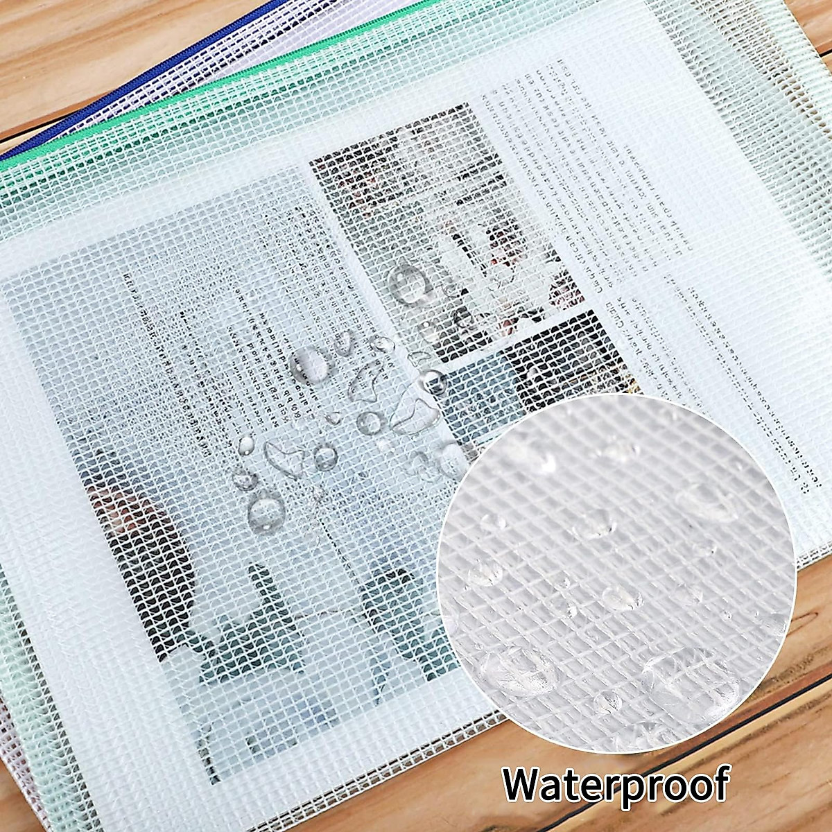 EOOUT 10pcs Mesh Zipper Pouch Zipper File Bags, Puzzle Project Bags for Cross Stitch and Organizing Storage, Letter Size A4 Size for Travel, School, Board Games and Office Supplies