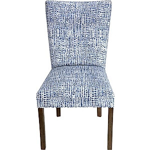 Sole Designs Julia Collection Contemporary Dining Room Chairs, Sediment Print Fabric Upholstered Parsons Seat with Button Tufted Backrest, Set of 2, Set of 2, Blue