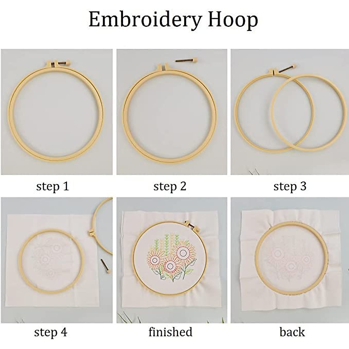 Stamped Embroidery Starters Kits with Pattern for Beginners Little Pink Flowers with Hoops Black Cloth Threads Needlework Art Cross Stitch Kits for Adults Students Home Decoration