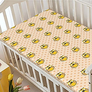 Polka Dots Themed Fitted Crib Sheet,Standard Crib Mattress Fitted Sheet Toddler Bed Mattress Sheets-Baby Crib Sheets for Girl or Boy,28“ x52“,Earth Yellow and Pale Peach