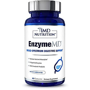 1MD Nutrition EnzymeMD - Digestive Enzymes Supplement - Doctor Formulated | 18 Plant-Based Enzymes - Gas & Bloating Support | 60 Capsules