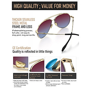 LUENX Men Women Aviator Sunglasses Polarized - UV 400 Protection Nonmirror Lens Metal Frame with Accessories 60mm(Gradient Red and Blue lens)